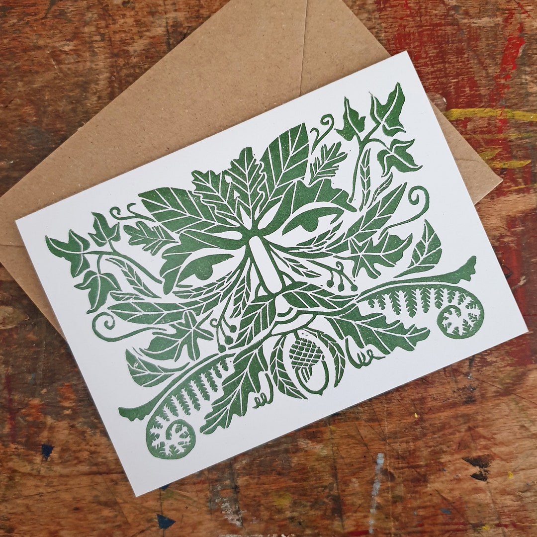 Green Man Woodwose Foliate Face Greetings Card 7x5" - Etsy UK