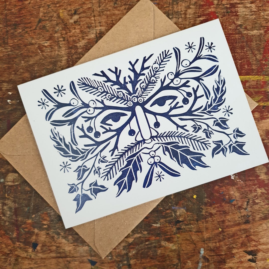 Old Man Winter Woodwose Foliate Face Christmas Greetings Card 7x5" - Etsy