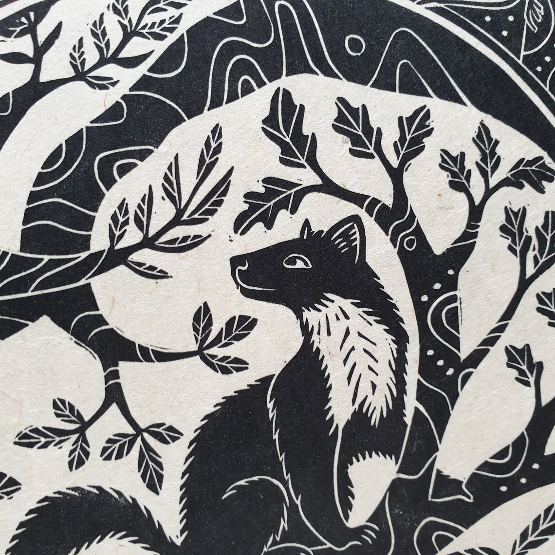The Beast of Dean II Pine Marten, Original Linocut Print on Handmade ...