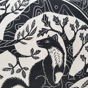 The Beast of Dean II Pine Marten, Original Linocut Print on Handmade ...