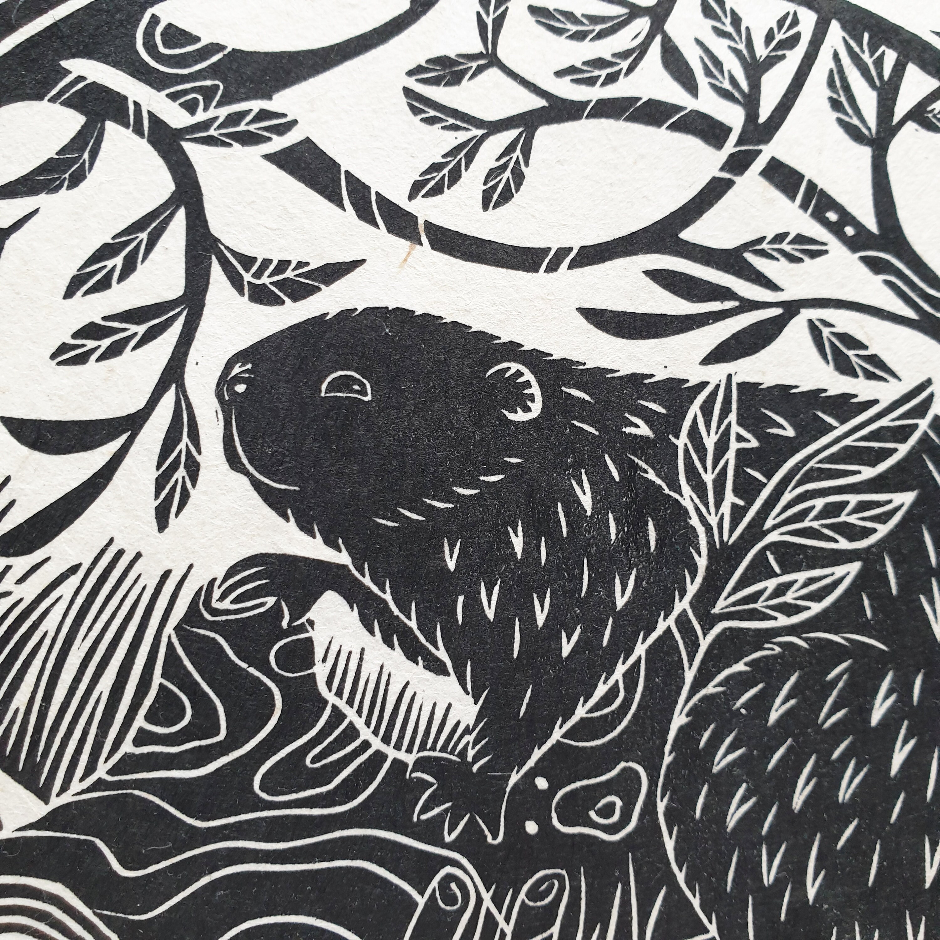 The Beast of Dean III Original Linocut Print on Handmade Lokta Paper ...