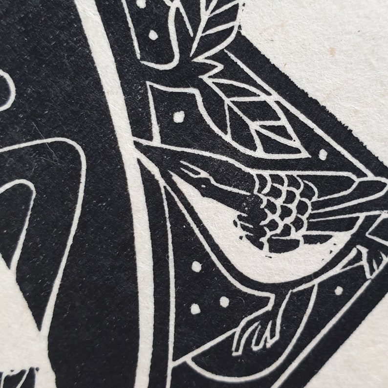 The Beast of Dean II Pine Marten, Original Linocut Print on Handmade ...