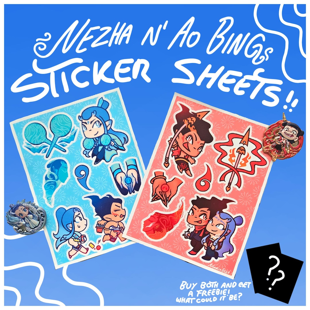 Nezha N' Ao Bing Sticker Sheets - Etsy