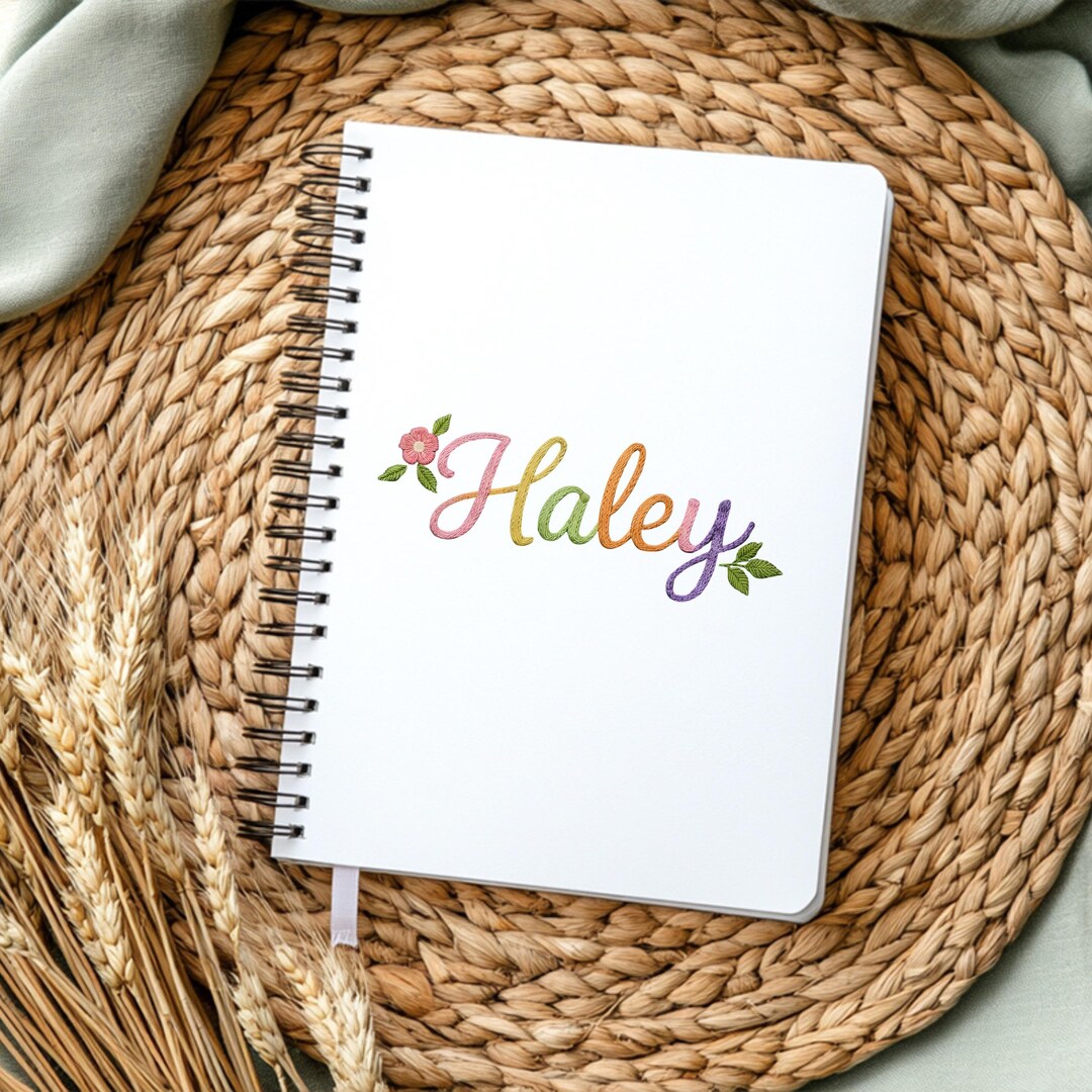 Personalized Name Spiral Notebook, Faux Embroidered Journal, Custom ...