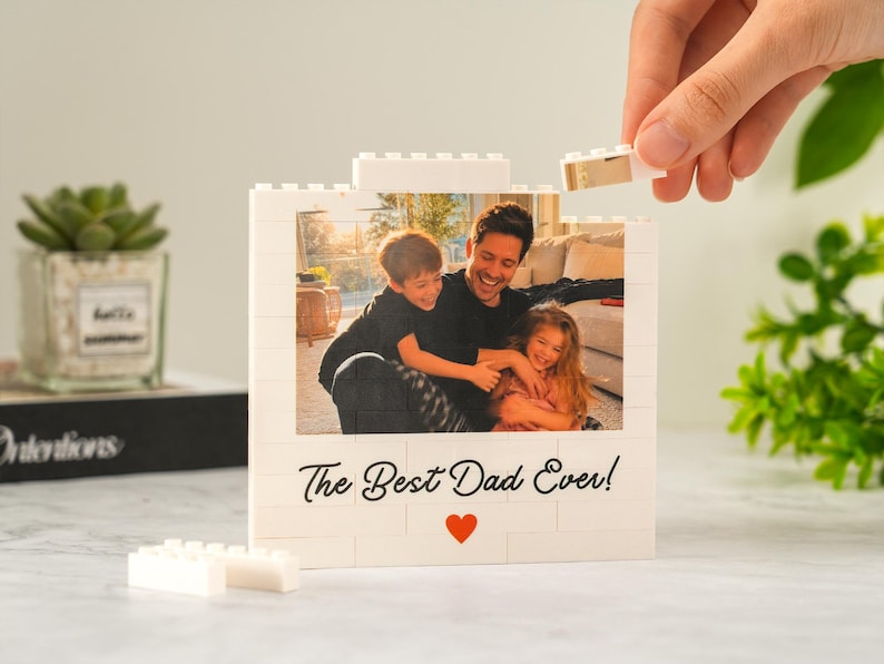 Photo Building Block Frame, Custom Daddy & Me Brick Keepsake, Father's ...