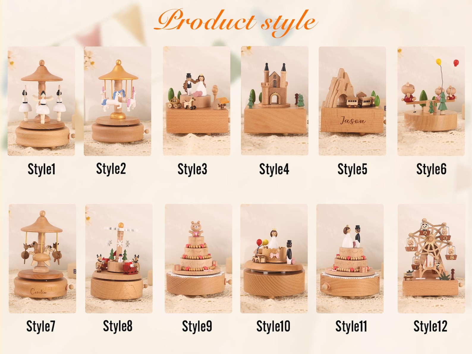 Engraved Wooden Ballerina Carousel Music Box: Newborn Gift - Etsy