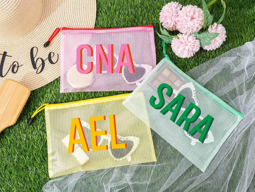 Shadow Monogram Pool Bag,personalized Bridesmaid Beach Pouch,custom ...