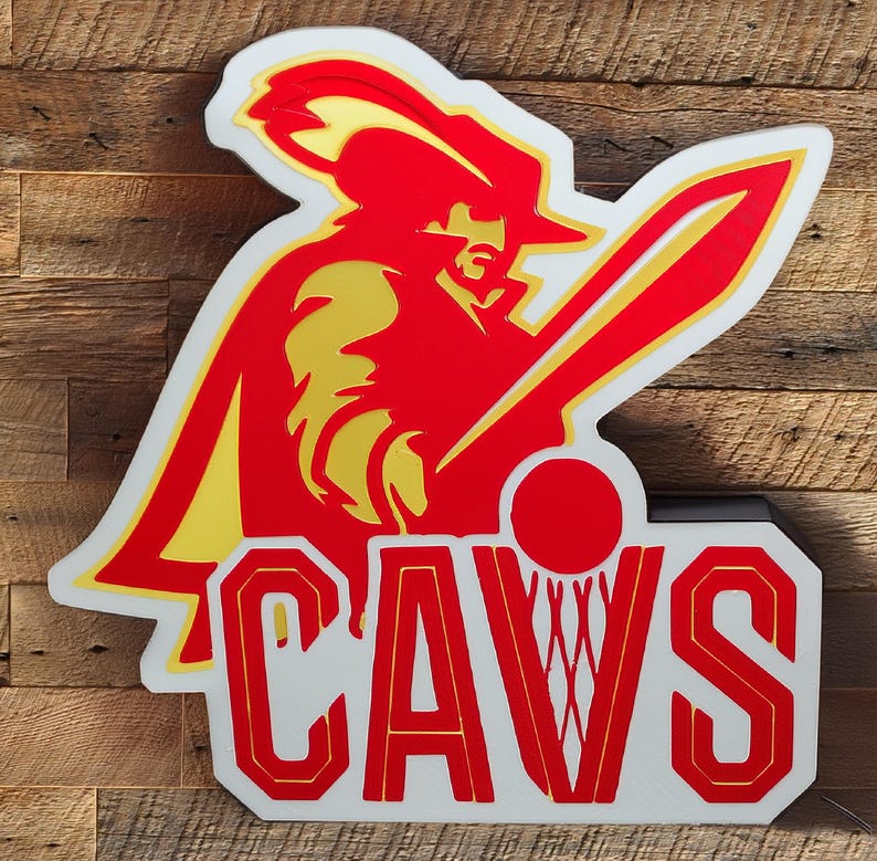 Cleveland Cavaliers 3D Printed LED Wall Lamp – Game Room Decor (16" X ...