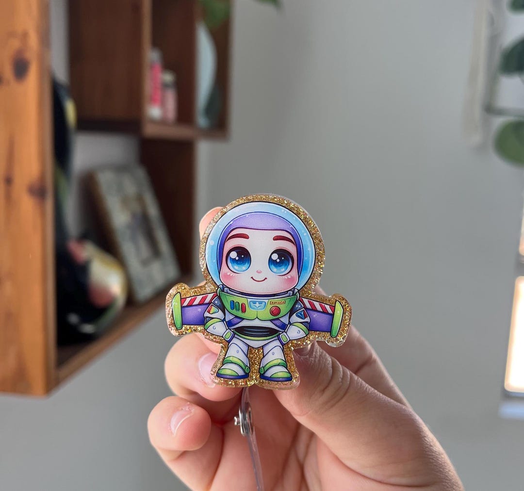 Buzz Lightyear Glitter Badge Reel - Etsy