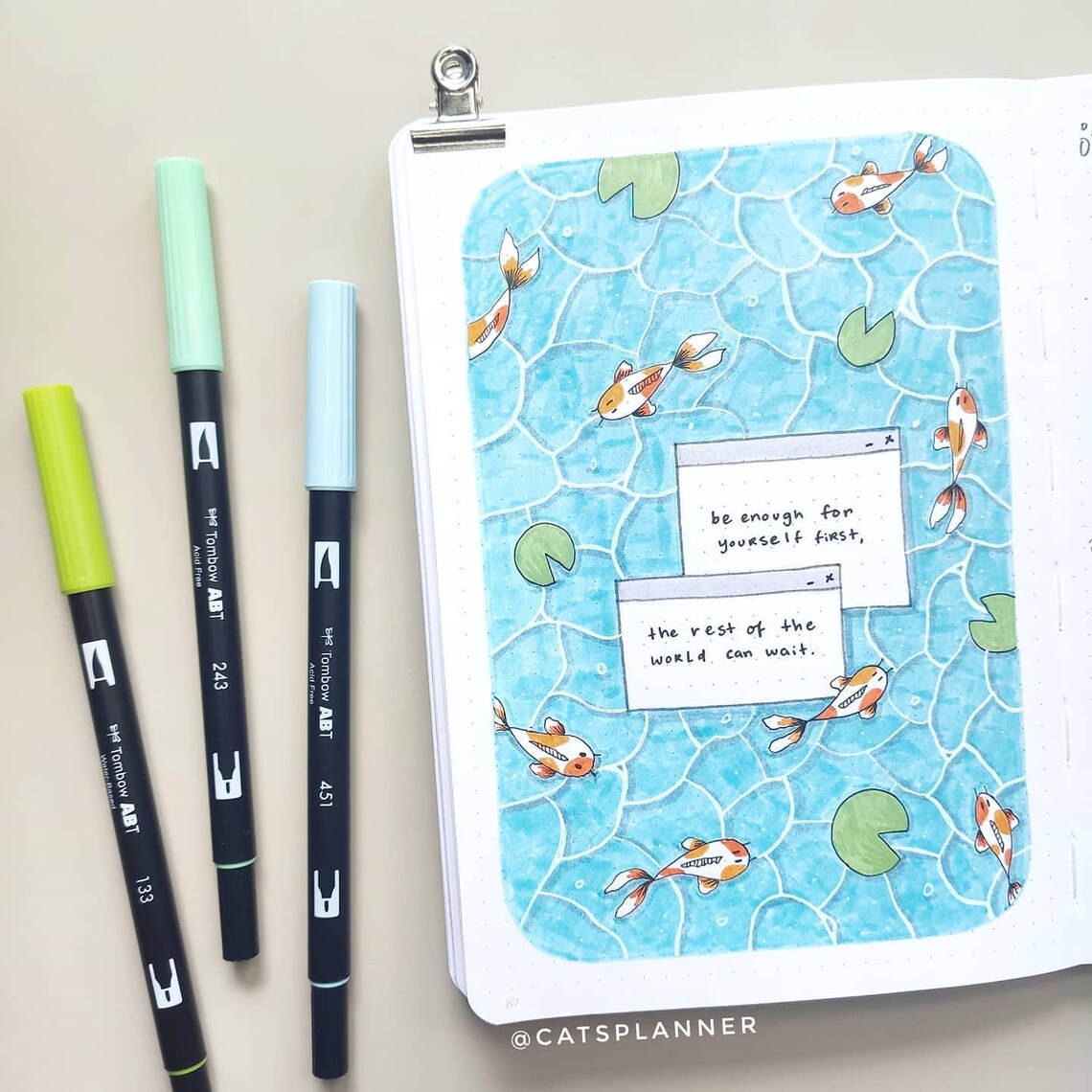 Koi Fish Lake Postcard | Inspirational Quote Card | Calming Nature Art ...