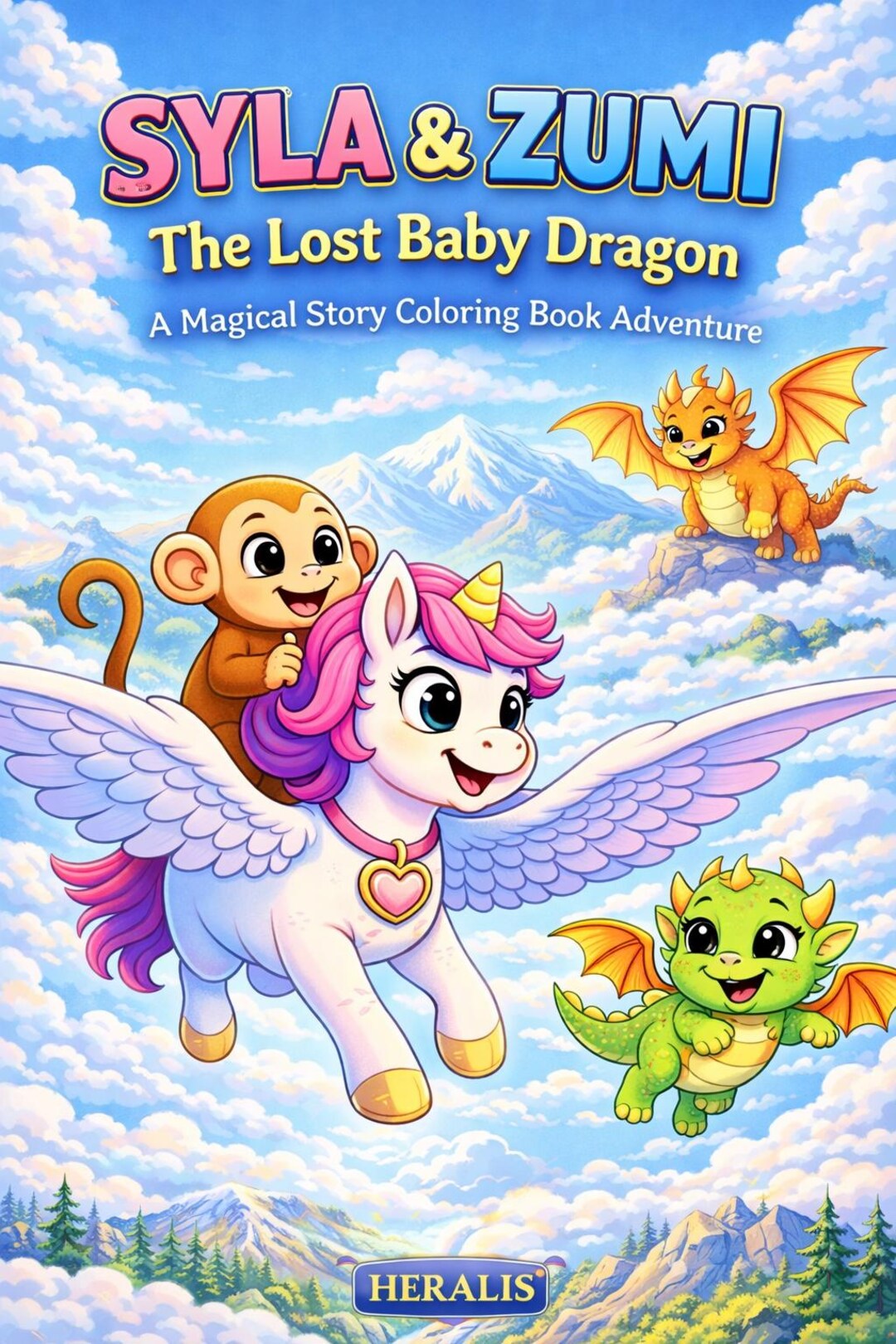Syla and Zumi Lost Baby Dragon Coloring Book | Unicorn Monkey Adventure ...