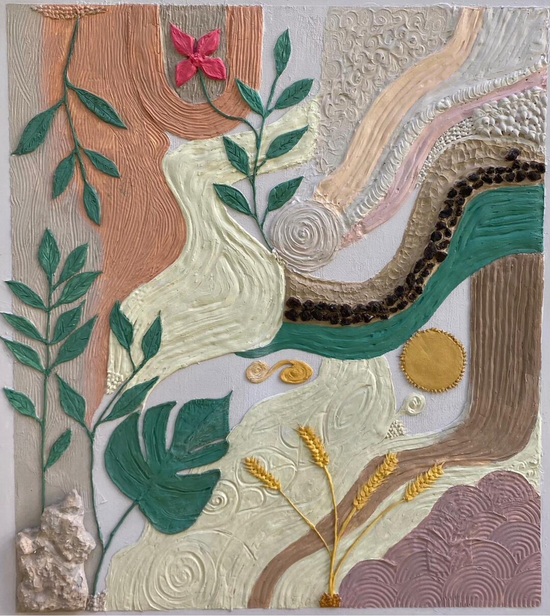 Textured Biophilic Wall Art, Handmade Relief Painting, Organic Nature ...