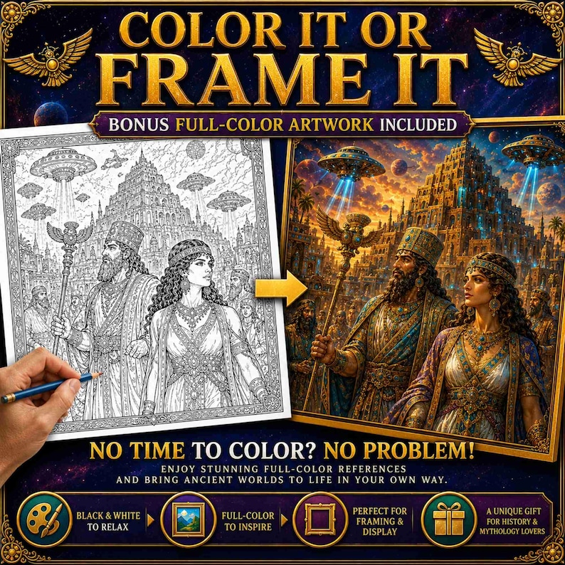 The 12th Planet Awakens Coloring Book, 43 Epic Sumerian, Anunnaki Pages ...