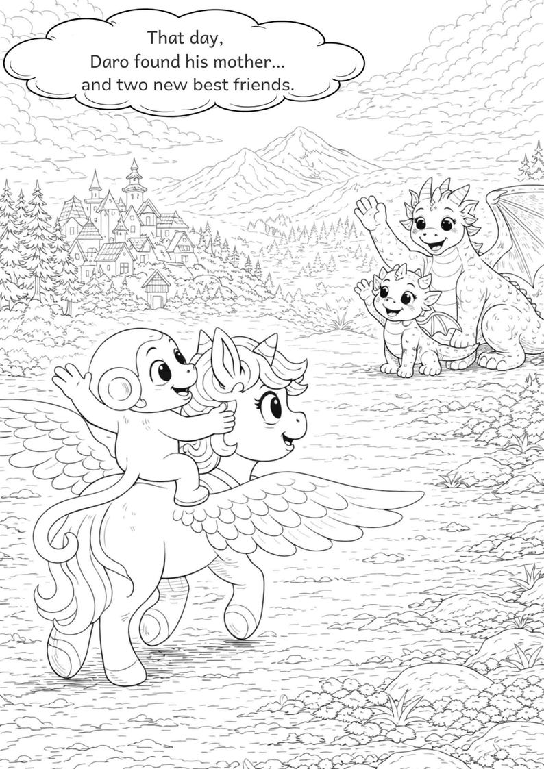 Syla and Zumi Lost Baby Dragon Coloring Book | Unicorn Monkey Adventure ...