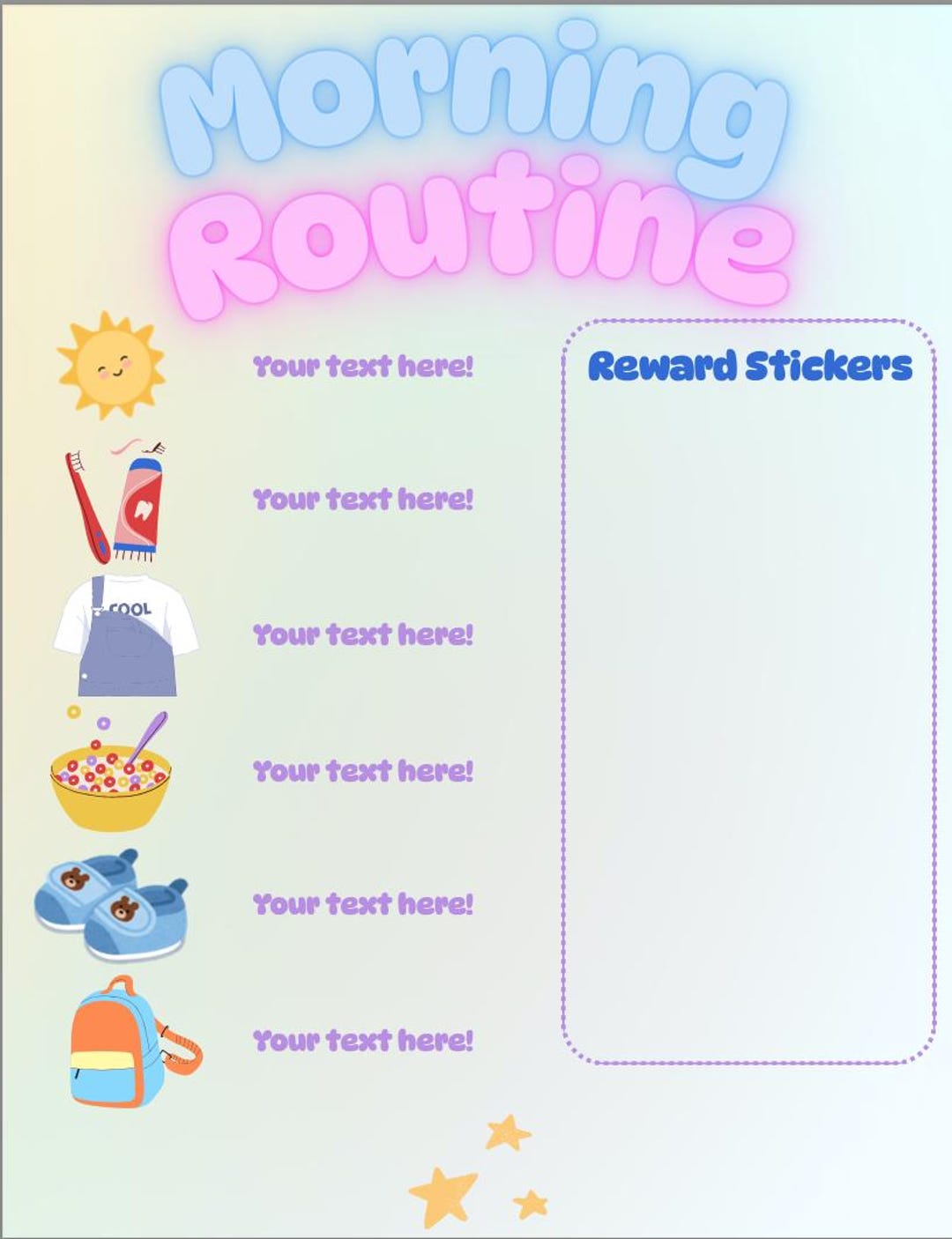 Toddler Morning Routine Visual Chart - Fully Editable - Etsy