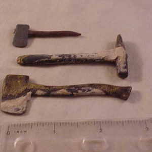 2 Miniature Toy Axes and 1 Miniature Toy Hammer Miniature Tools - Etsy