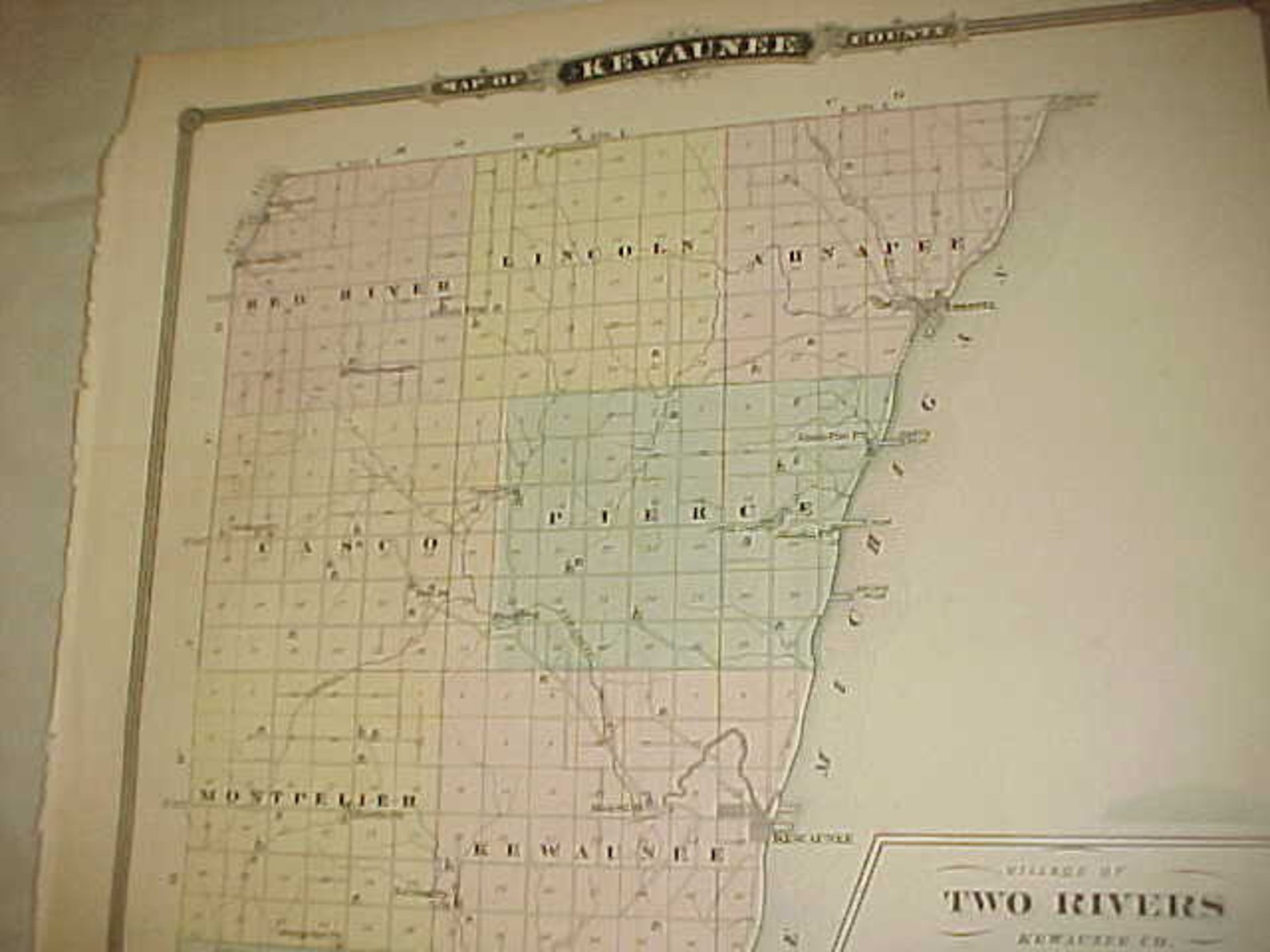 1878 Wisconsin Hand Colored Plat Map Oconto County southern - Etsy UK