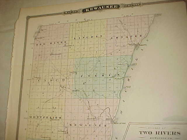 1878 Wisconsin Hand Colored Plat Map Oconto County southern - Etsy UK