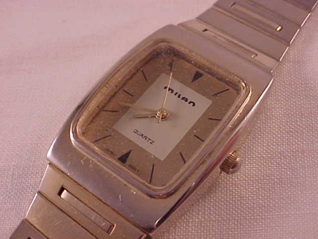 Men's Milan Quartz Watch: Gold Case & Link Band - Etsy