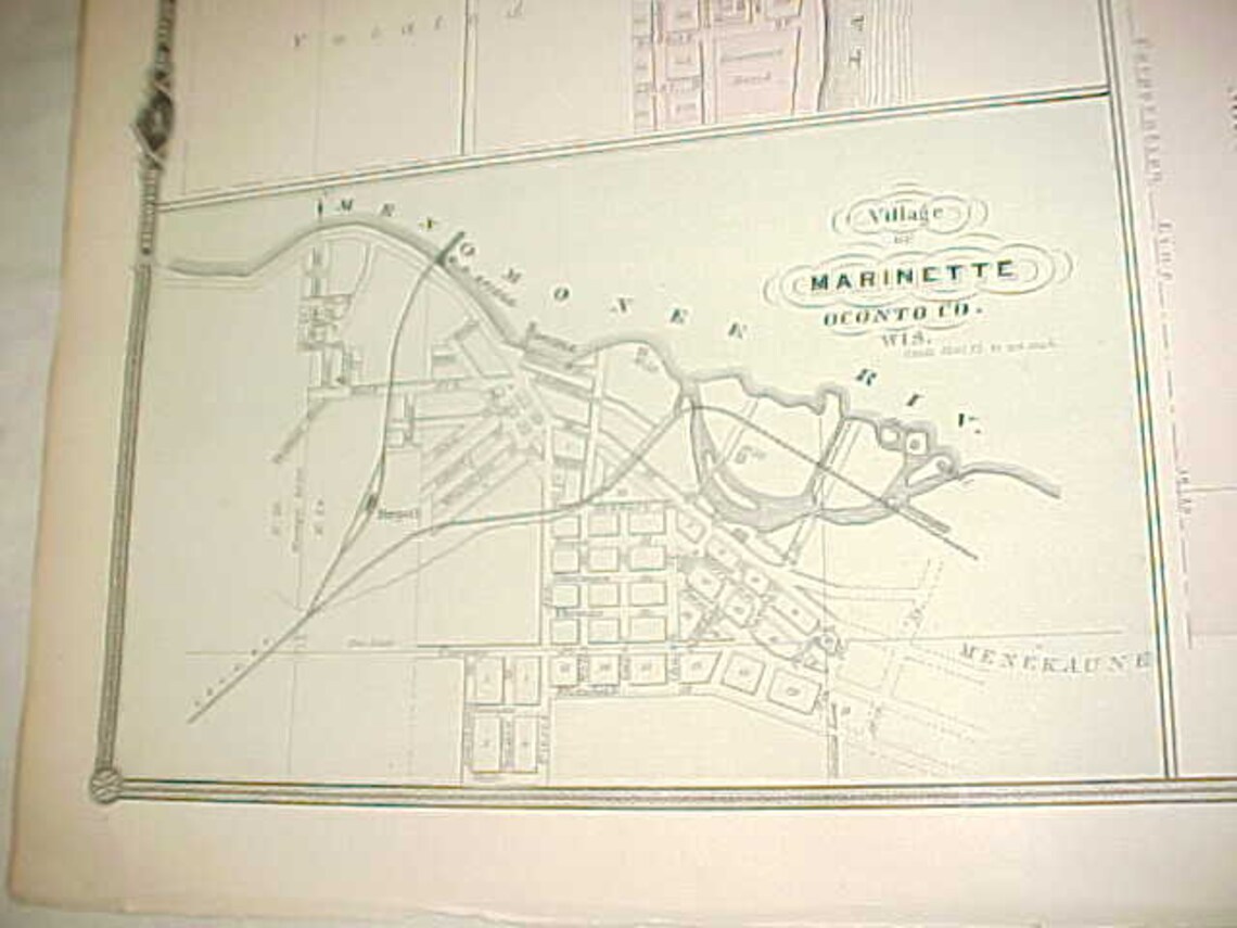 1878 Wisconsin Hand Colored Plat Map Oconto County northern | Etsy