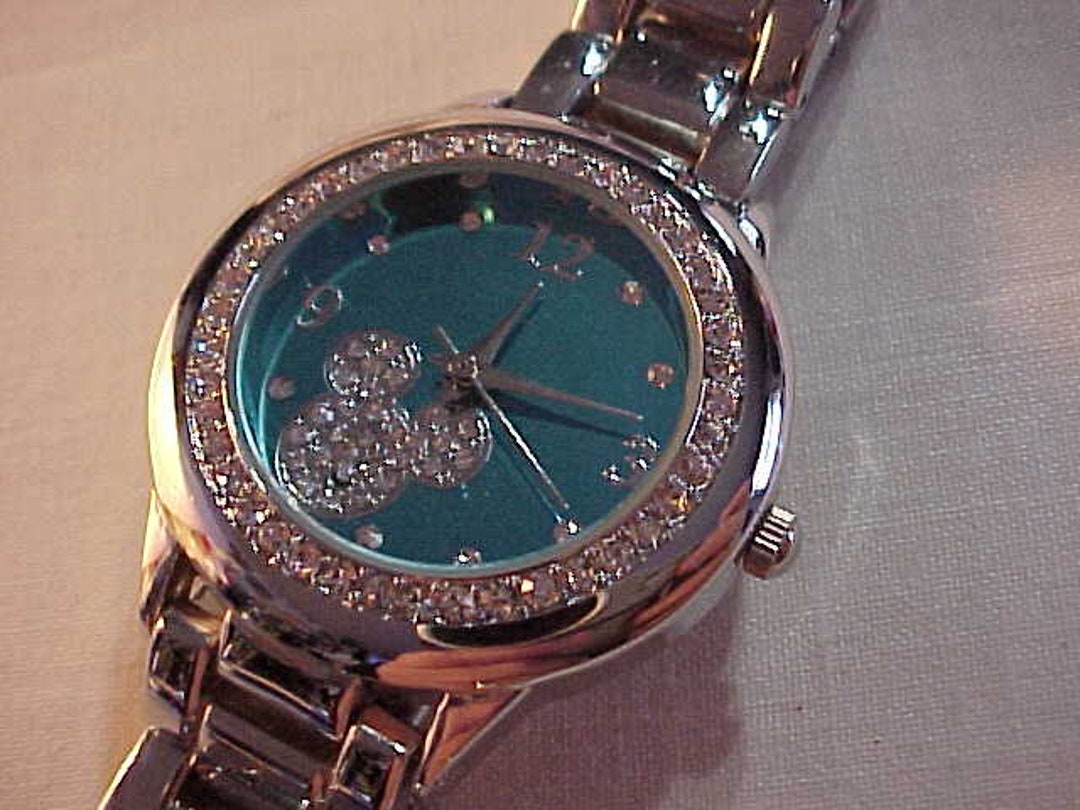 Disney Mickey Mouse Quartz Watch Working Condition Silver Case With ...