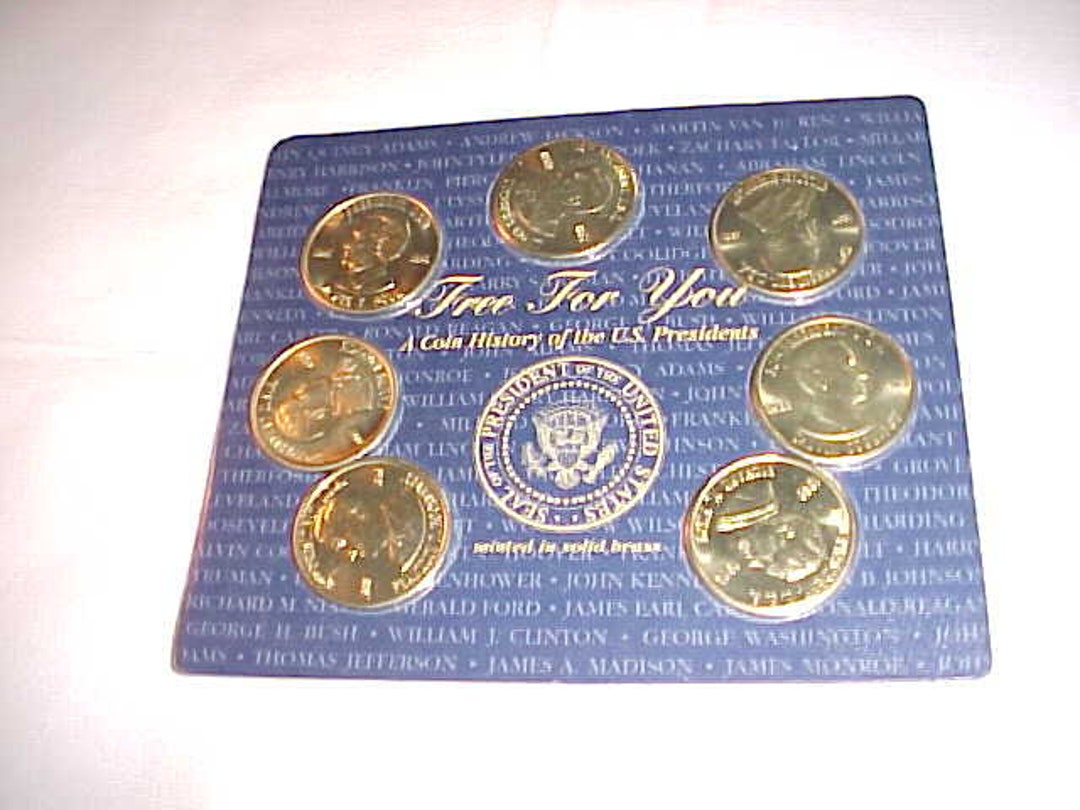 7 Solid Brass Presidents of the US Coins Mint Condition Still Sealed on ...