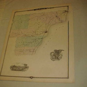 1878 Wisconsin Hand Colored Plat Map Oconto County southern Part ...