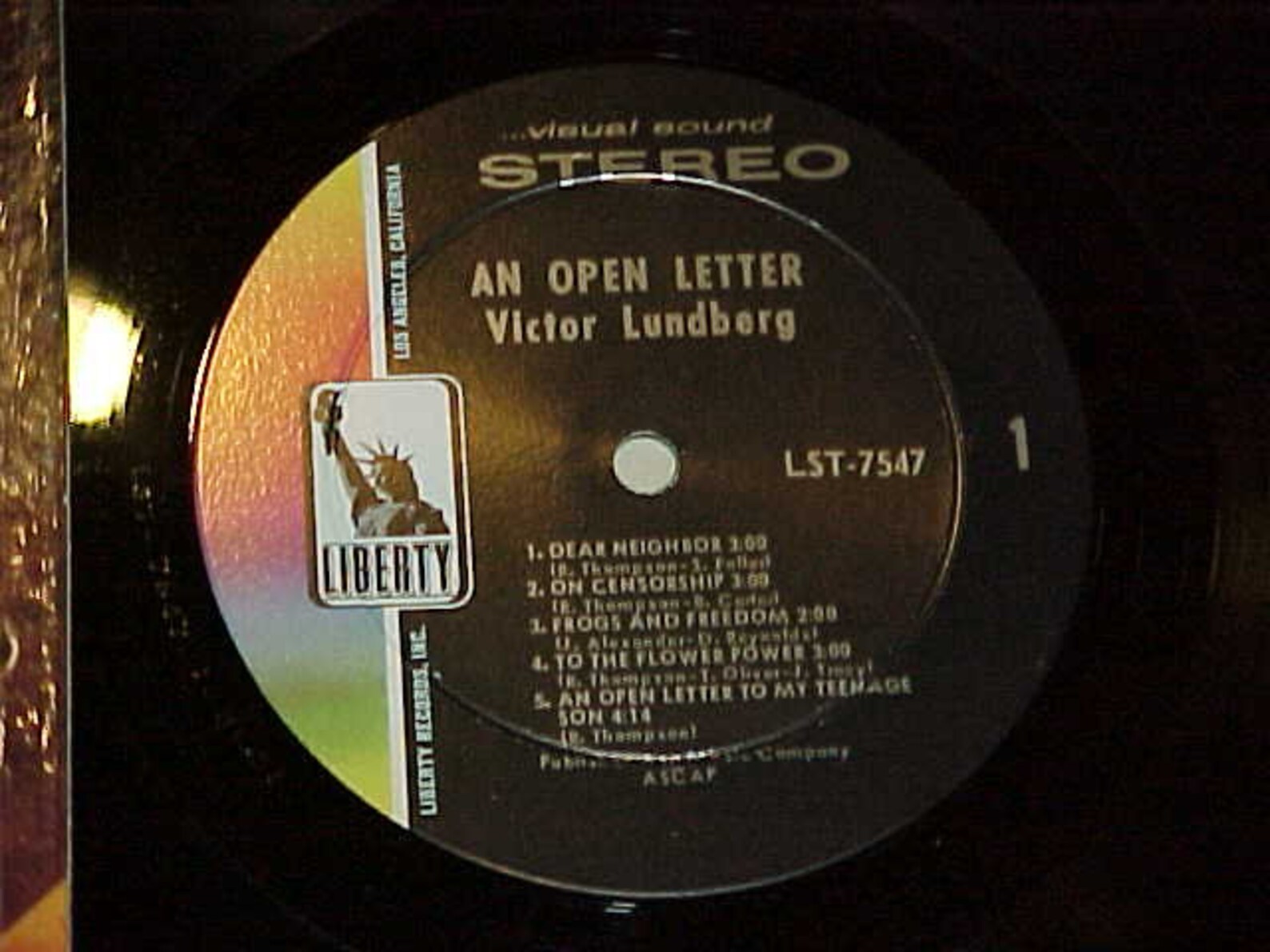 Victor Lundberg an Open Letter 33 Lp Vinyl Album Liberty - Etsy UK