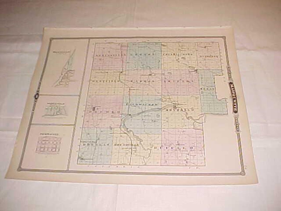 1878 Wisconsin Hand Colored Plat Map - City of Berlin and Village of ...