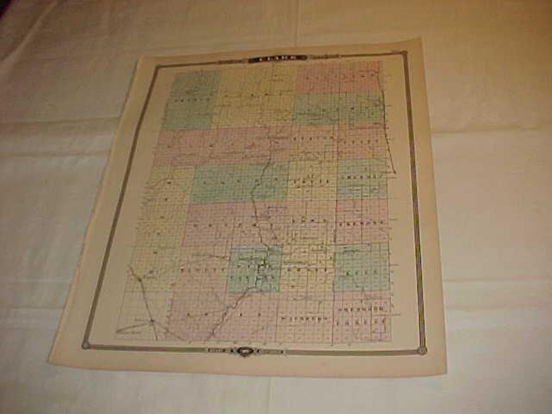 1878 Wisconsin Hand Colored Plat Map - Clark County / Southern Part of ...