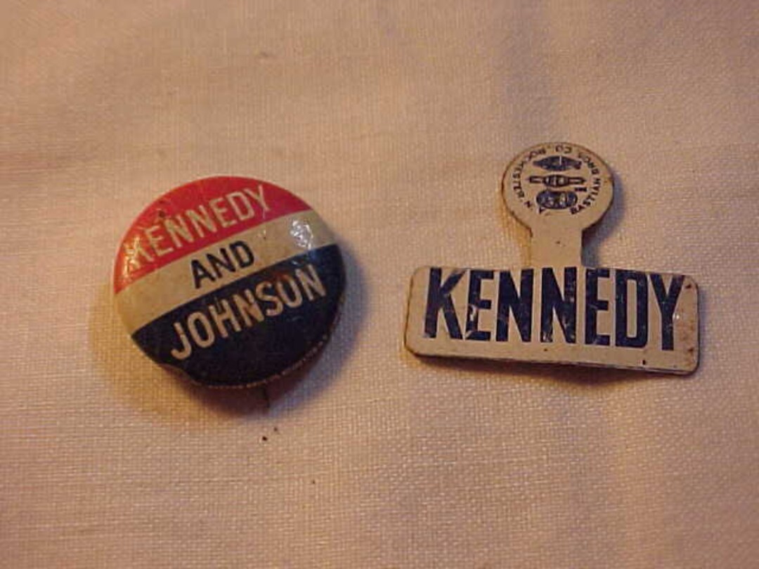 Vintage Kennedy & Johnson Campaign Button and Kennedy Tab - Etsy