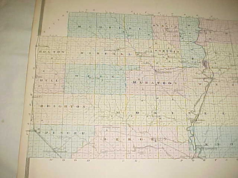 1878 Wisconsin Hand Colored Plat Map Marathon County City | Etsy