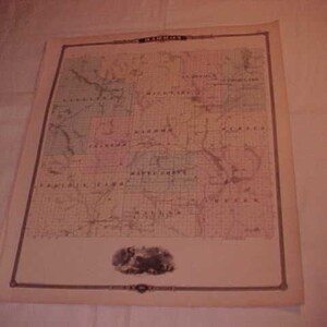 1878 Wisconsin Hand Colored Plat Map Villages of Ashland and Menomonie ...