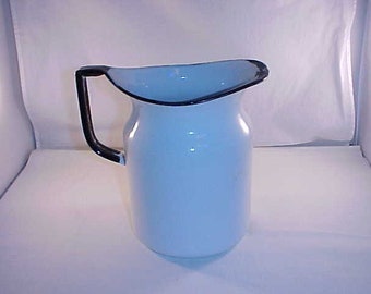 White Enamelware Pitcher Kitchen Enamel Water Jug Primitive - Etsy