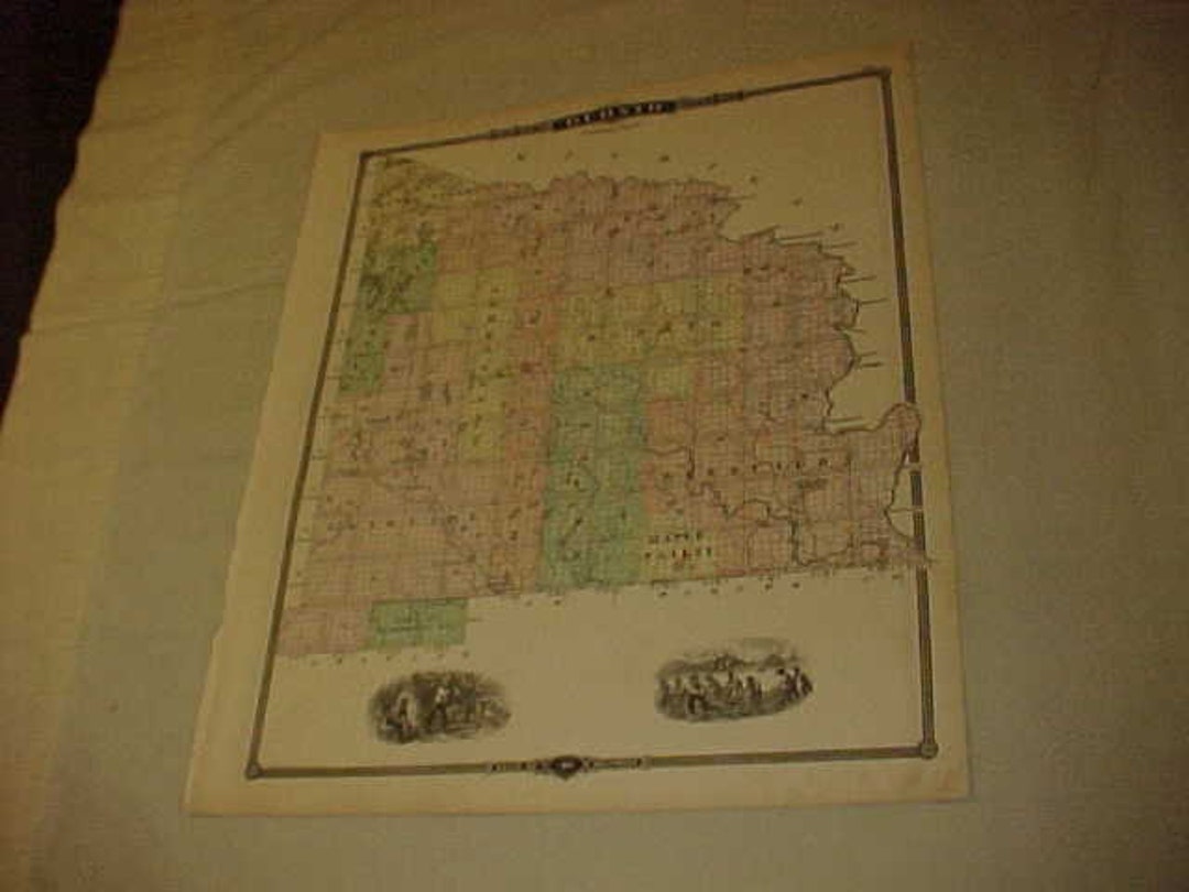 1878 Wisconsin Hand-colored Plat Map: Oconto County, Kewaunee ...