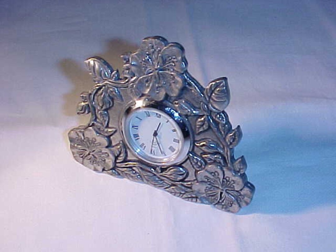 Kirk Stieff Miniature Pewter Desk Clock Working Condition With Lenox ...