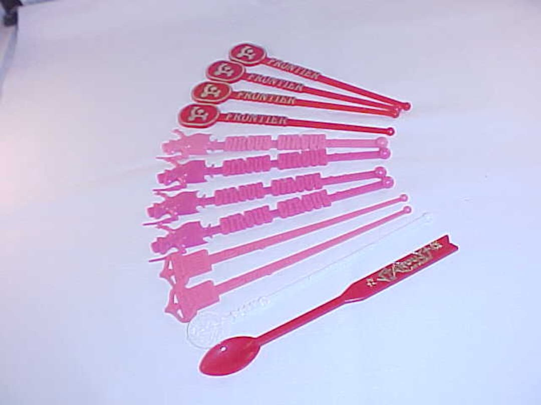 12 Plastic Cocktail Mixing Sticks Figural and Advertising Cocktail ...