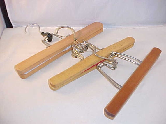 3 Wood and Wire Clamping Clothes Hangers | Etsy