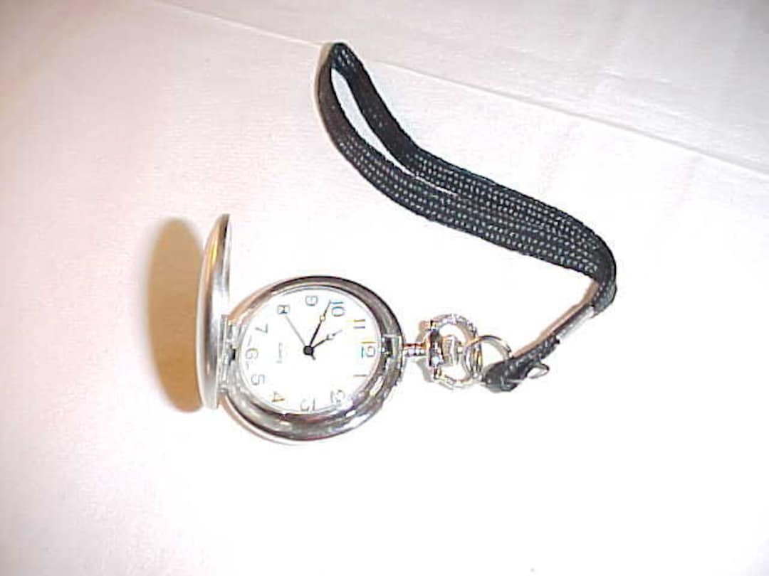 Quartz Pocket Watch Belt Watch With Silver Case and Short Nylon Belt ...