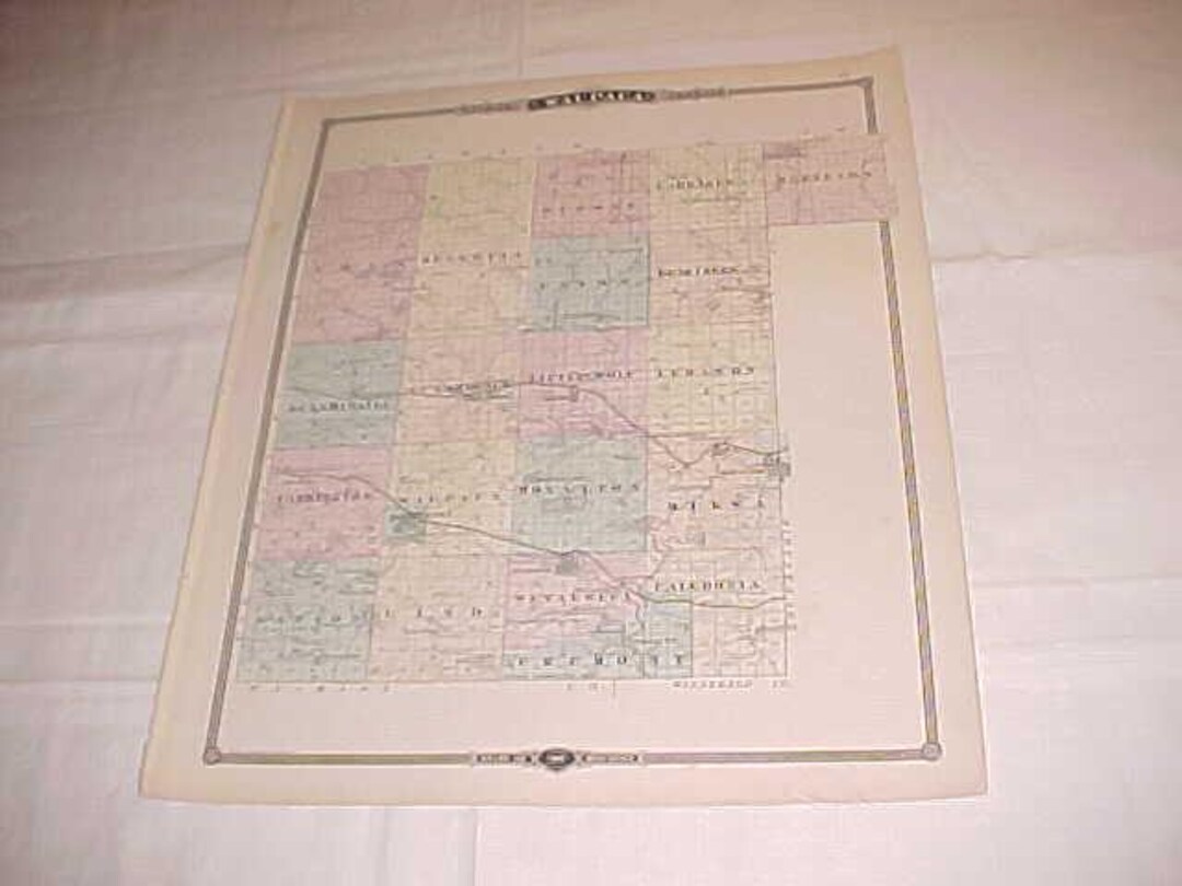 1878 Wisconsin Hand Colored Plat Map Plats of Waupaca, New London and Winneconne / Waupaca ...