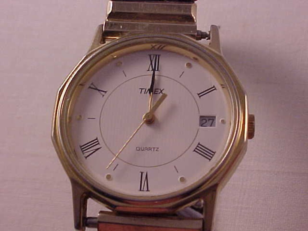 Men's Gold Timex Quartz Wrist Watch With Date and Benrus Gold-filled ...