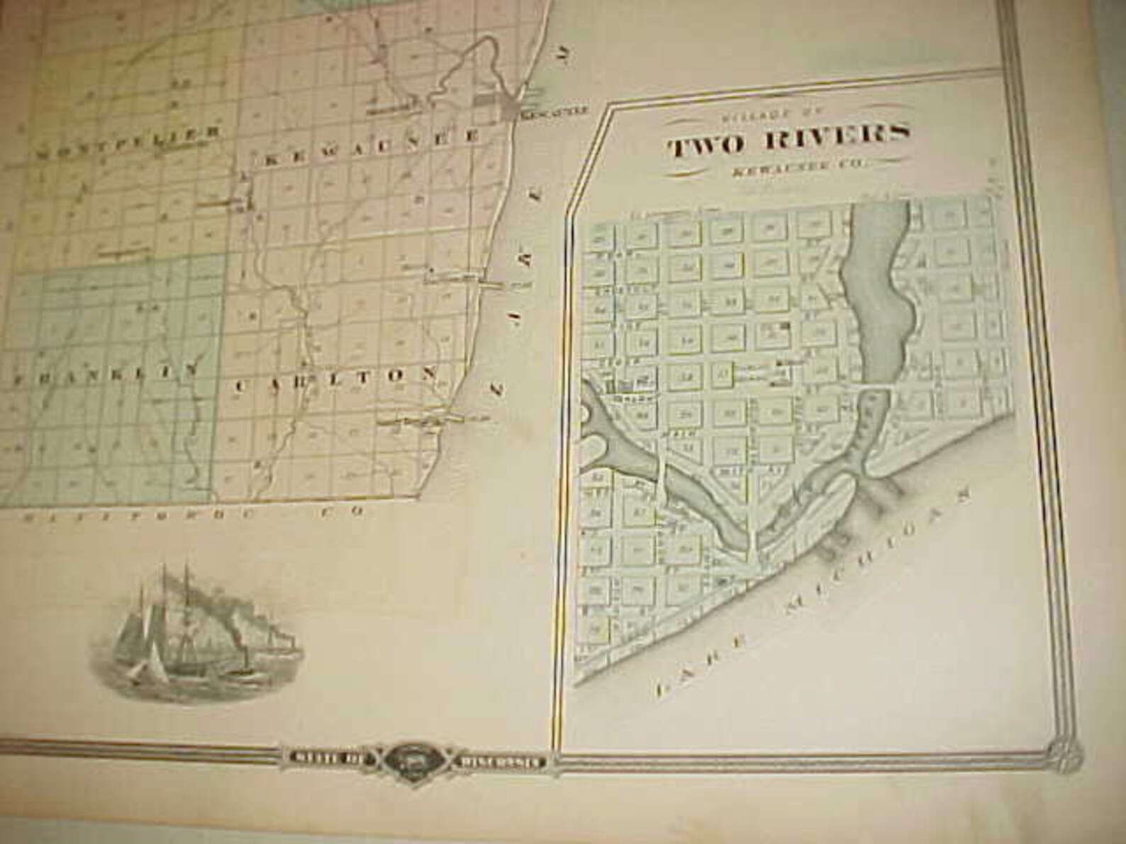 1878 Wisconsin Hand Colored Plat Map Oconto County Southern - Etsy Italia