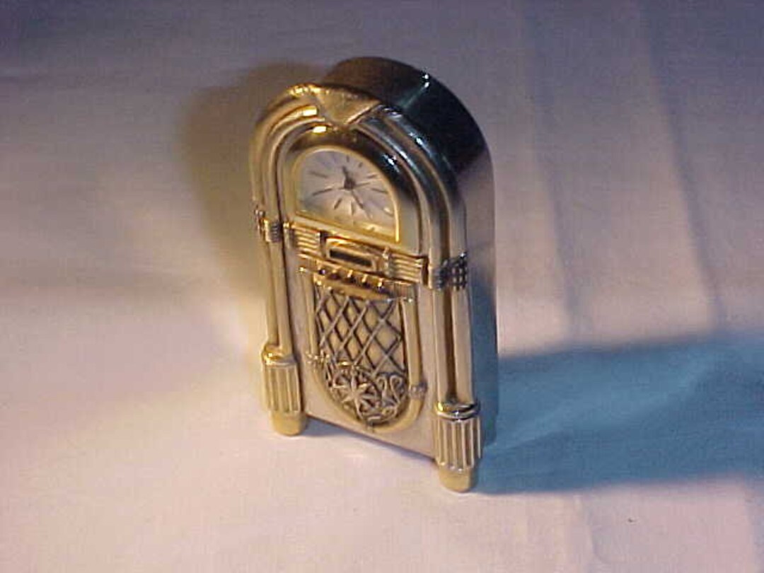 Miniature Timex Brass Finish Cabinet Radio Quartz Desk Clock Working ...