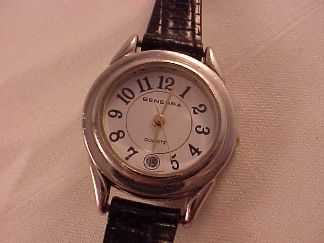 Generra Women's Quartz Wrist Watch With Date and Black Genuine Leather ...