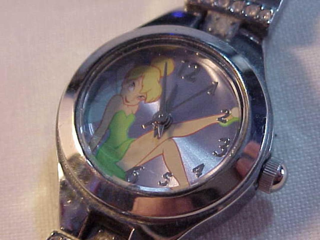 Disney Tinkerbell Quartz Wristwatch Working Watch Silver Tone Case and ...