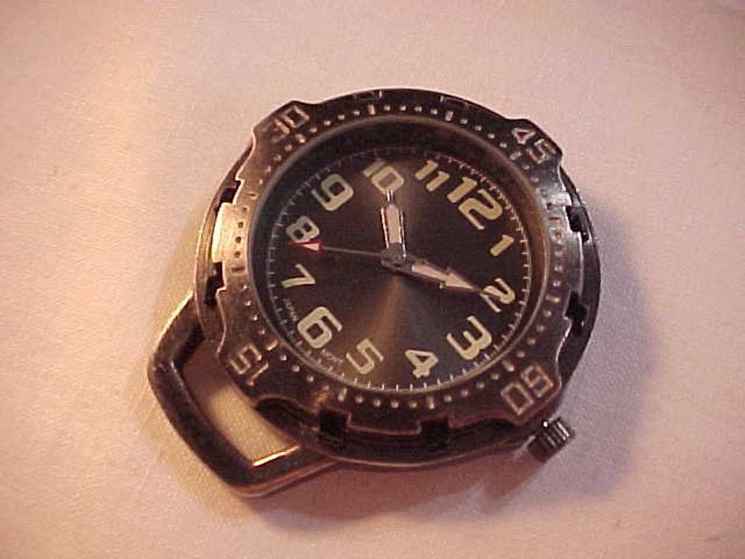 Quartz Pocket Watch Belt Watch With Gun Metal Silver Case Black Face ...