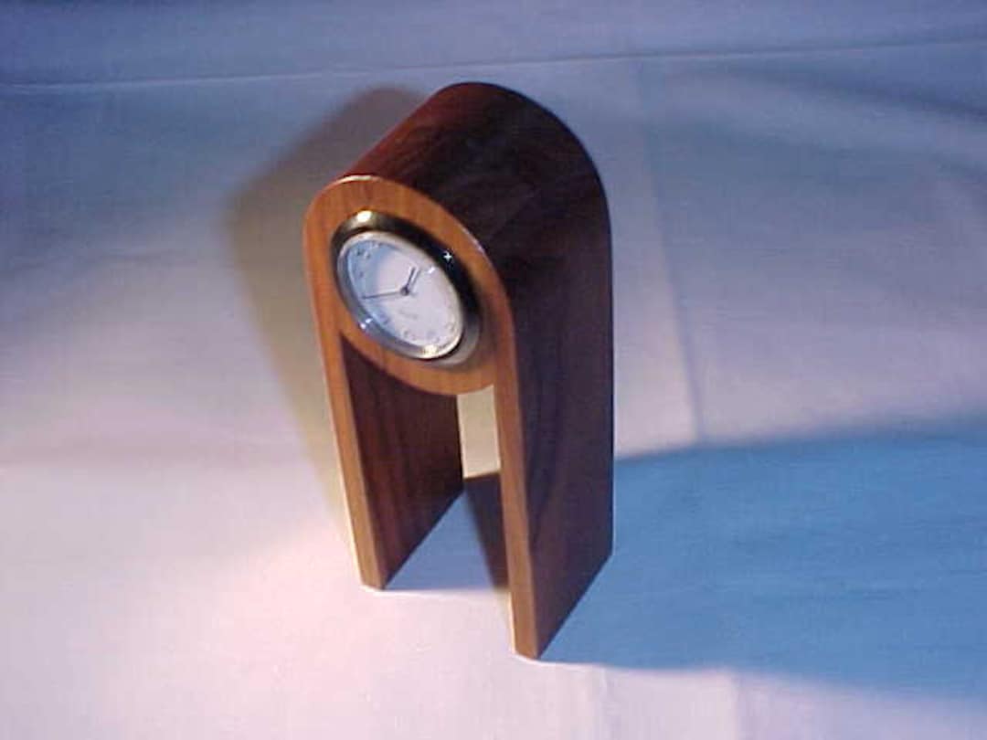 Miniature Quartz Desk Clock With Walnut Wood Case Working Condition ...