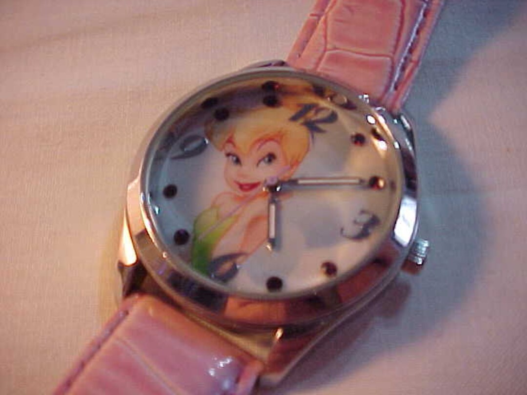 Disney Tinkerbell Quartz Wristwatch Working Condition Watch Silver Case ...