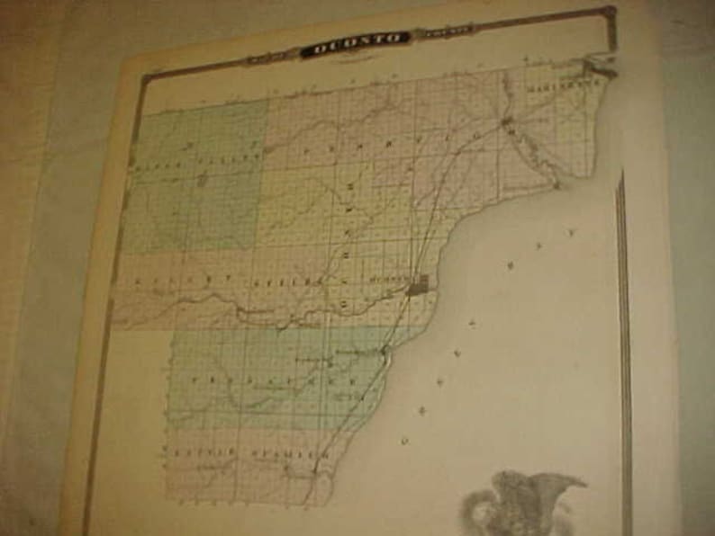 1878 Wisconsin Hand Colored Plat Map Oconto County southern - Etsy UK