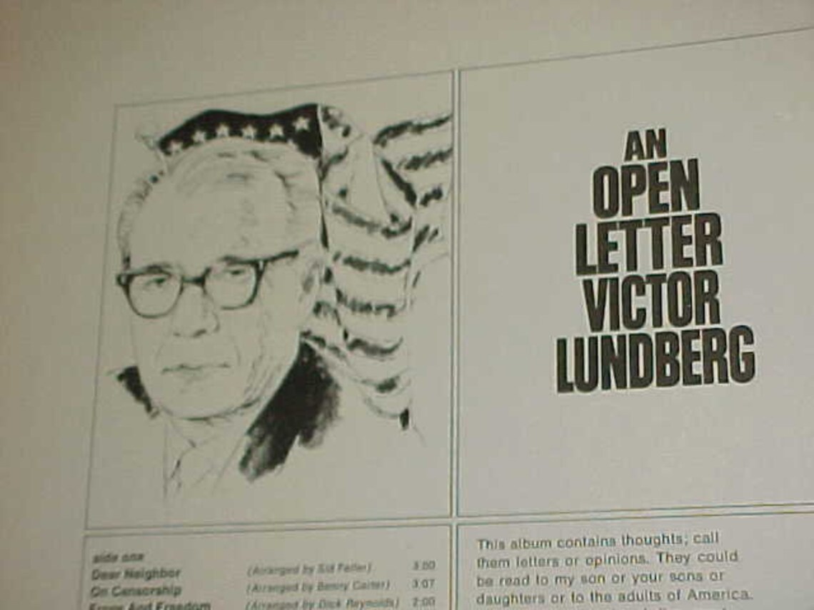Victor Lundberg an Open Letter 33 Lp Vinyl Album Liberty - Etsy UK